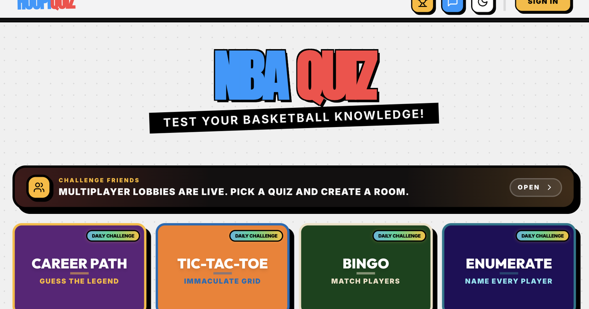 NBA Bingo Quiz | Daily Basketball Grid Game | HoopIQ | HoopIQ